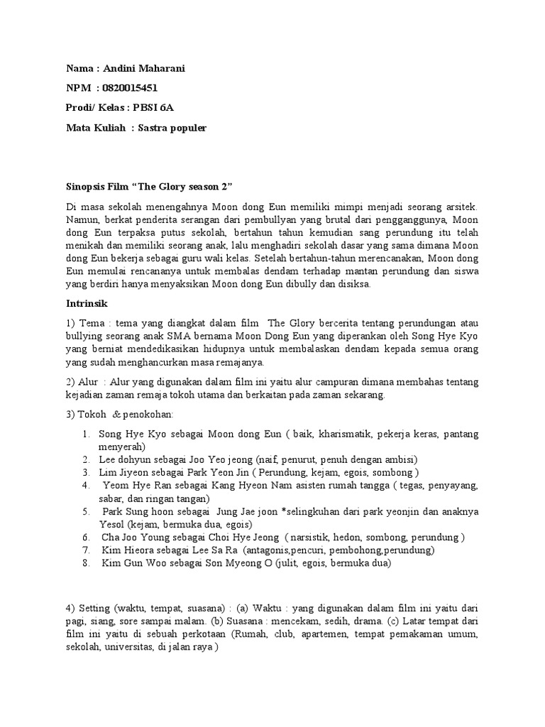 Sinopsis Film The Glory Season 2 | PDF | Seni