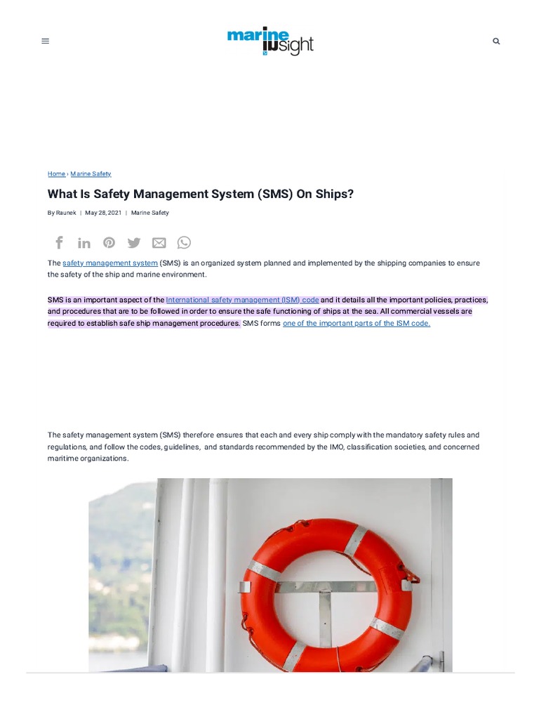 What Is Safety Management System (SMS) On Ships | PDF | Safety | Ships