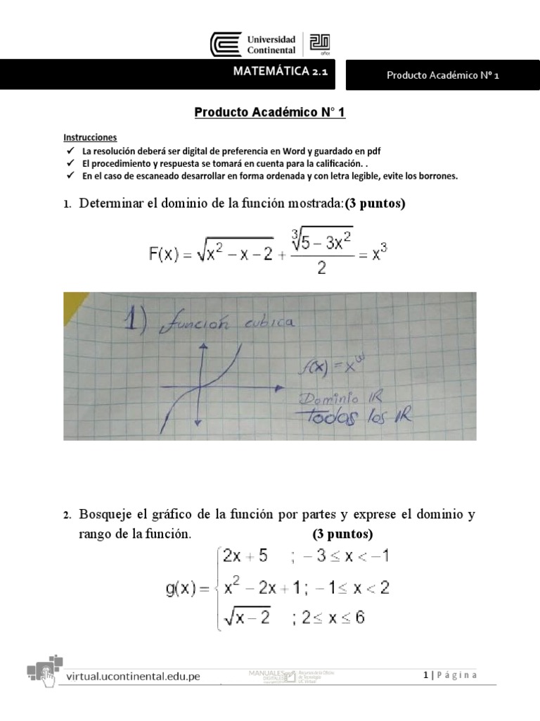 Producto Académico N1-Mate2. | PDF | Función (Matemáticas) | Matemáticas