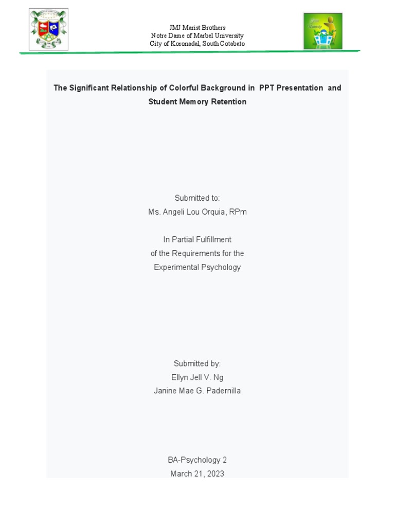 Experimental Psyc Research | PDF | Memory | Microsoft Power Point