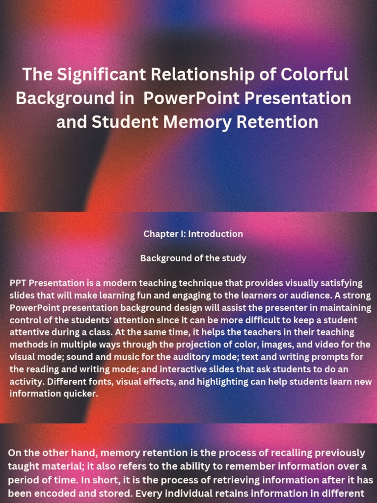 Colorful PPT Backgrounds and Memory Retention | PDF | Perception | Memory