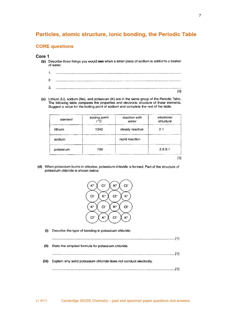 Particles, Atomic Structure, Ionic Bonding, The Periodic Table CIE ...