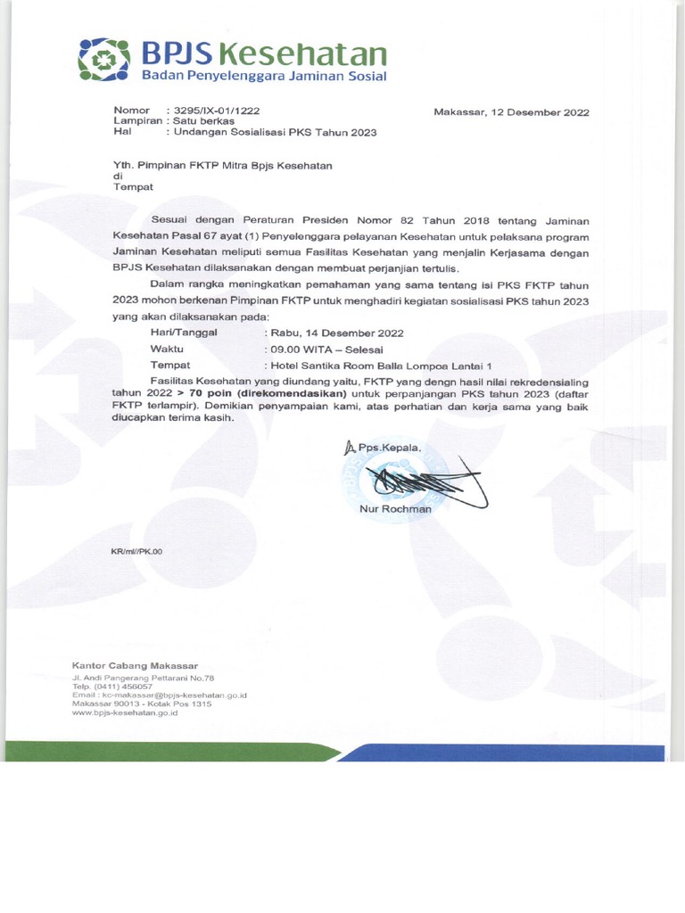 UNDANGAN SOSIALISASI PKS FKTP | PDF