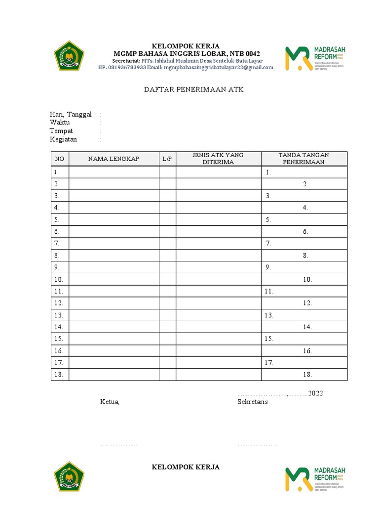 Form Tanda Terima Atk | PDF