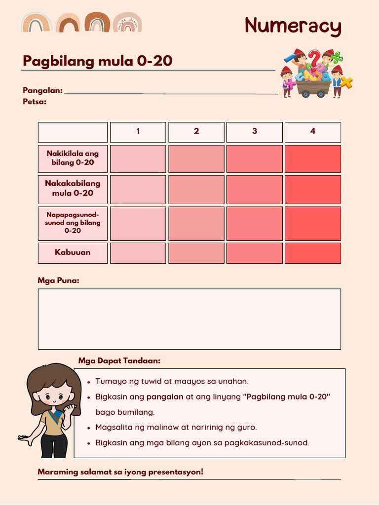 Red Speaking Assessment Rubric Worksheet | PDF
