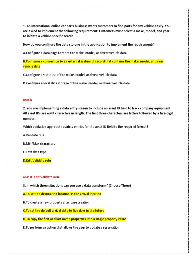 Pega CSA Questions | PDF | Databases | Credit Card