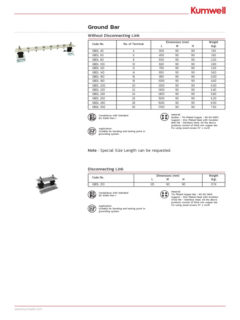 Thanh đồng busbar GBDL-Kumwell Thái Lan. 0918527890 Mr. Thuận-New Ground Bar- GPDL | PDF | Screw ...