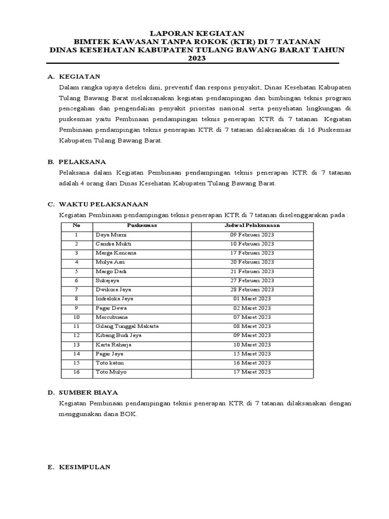 Laporan Bimtek KTR | PDF