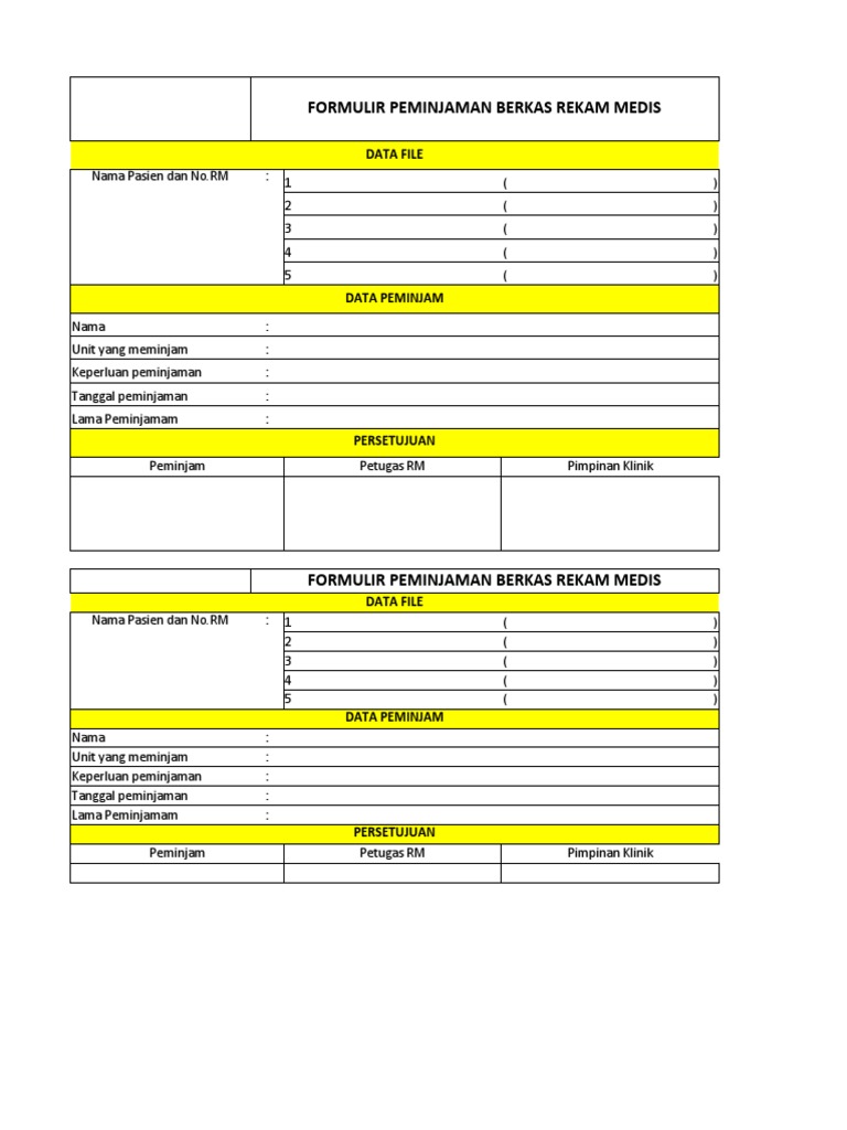 Formulir Peminjaman Berkas Rekam Medis: Data File | PDF