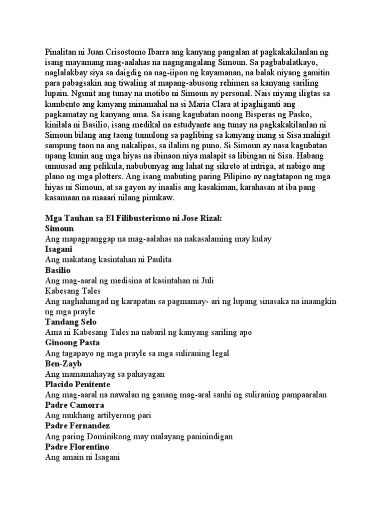 Pinalitan Ni Juan Crisostomo Ibarra Ang Kanyang Pangalan at ...