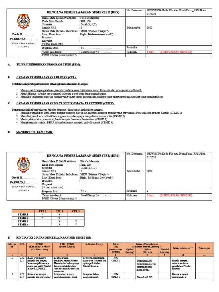 RPS Filsafat Manusia - 2020 - OBE | PDF