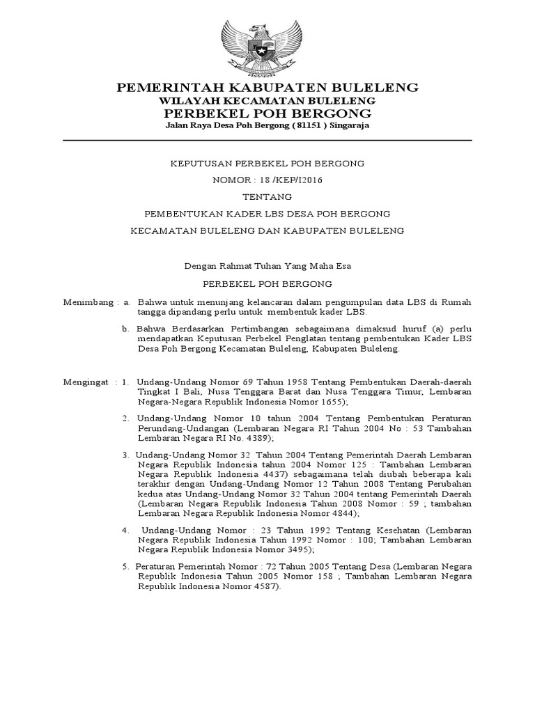 Pembentukan Kader LBS 2024 Buleleng | PDF