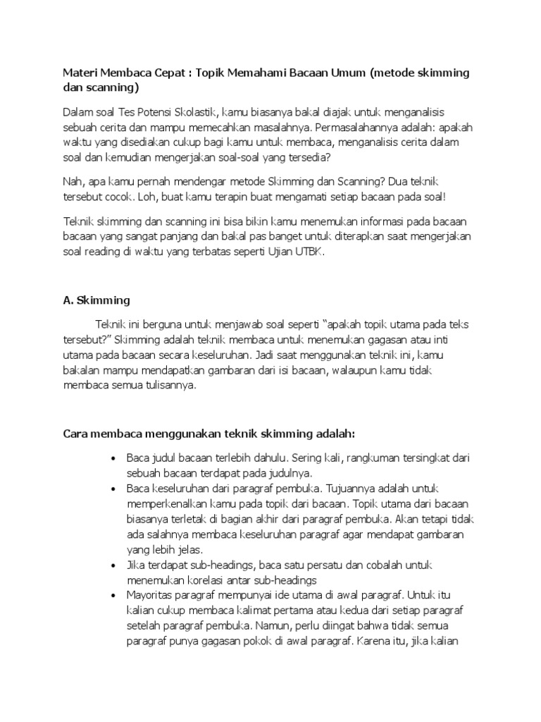 Materi Membaca Cepat | PDF