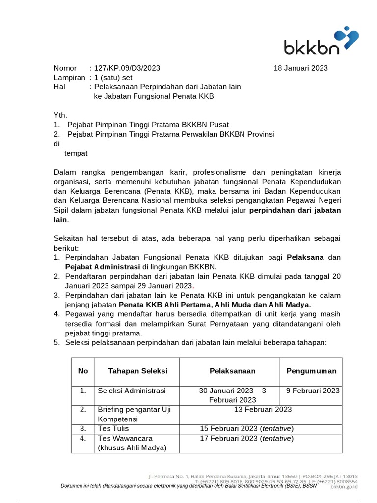 Pelaksanaan UKOM JF Penata KKB 2023 | PDF