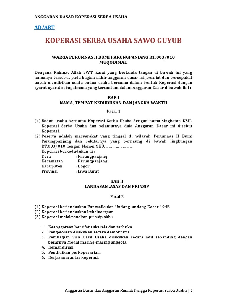 Ad - Art Koperasi | PDF | Bisnis | Pengelolaan Keuangan & Uang