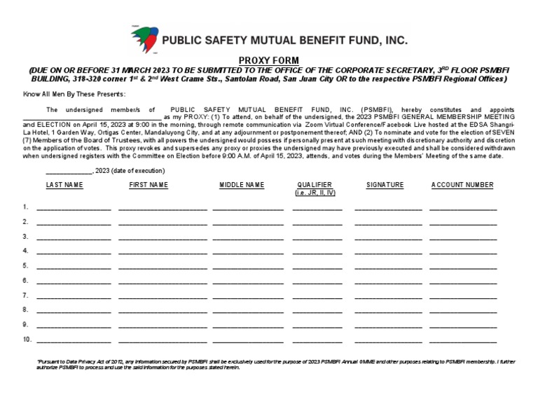 Proxy Form | PDF | Proxy Voting | Government