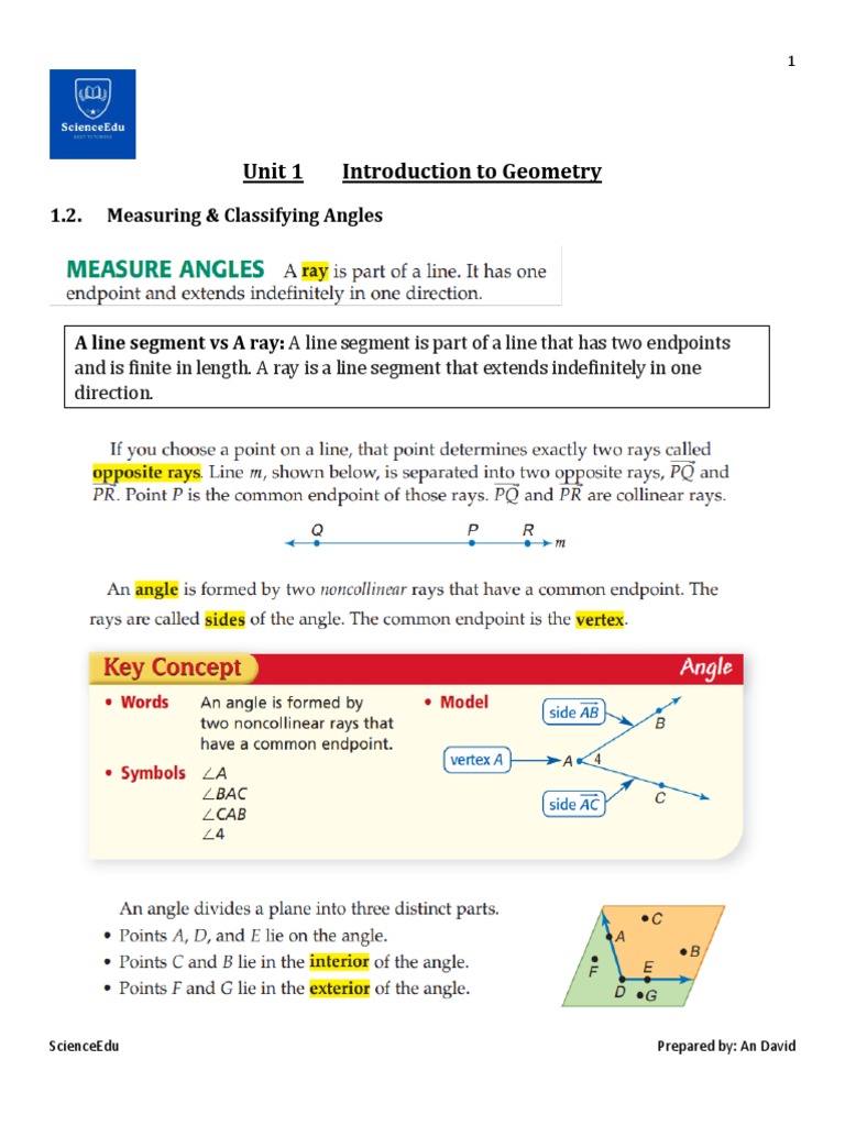1.2. Measuring & Classifying Angles | PDF