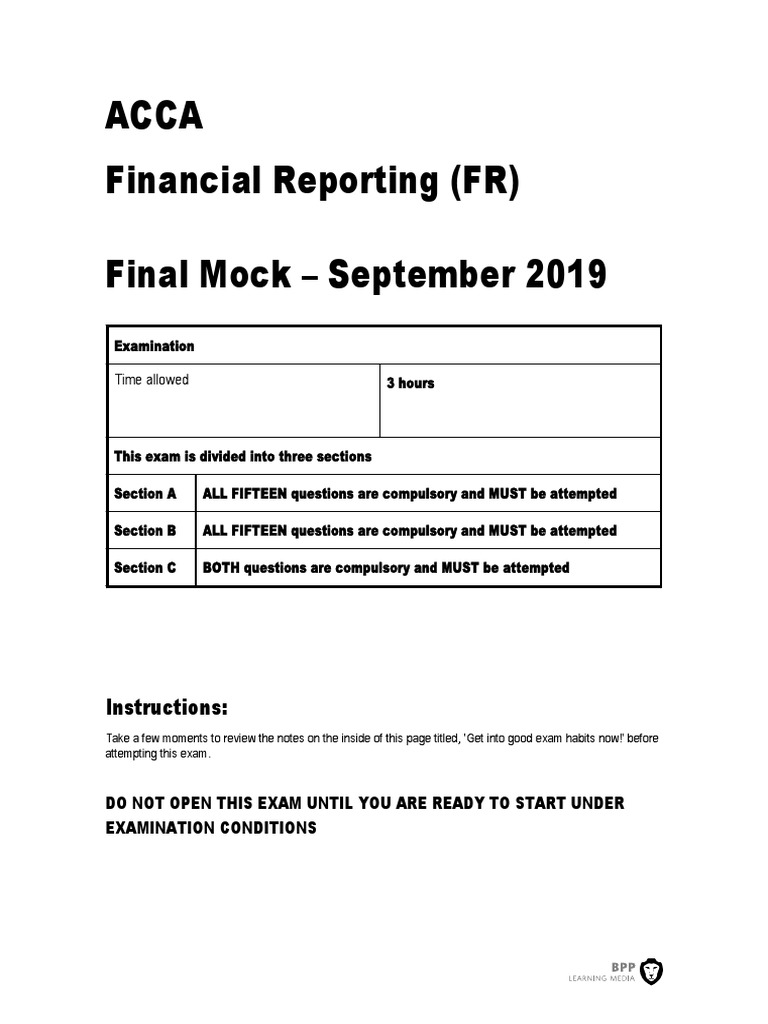ACCA Financial Reporting FR September | PDF | Revenue | Depreciation