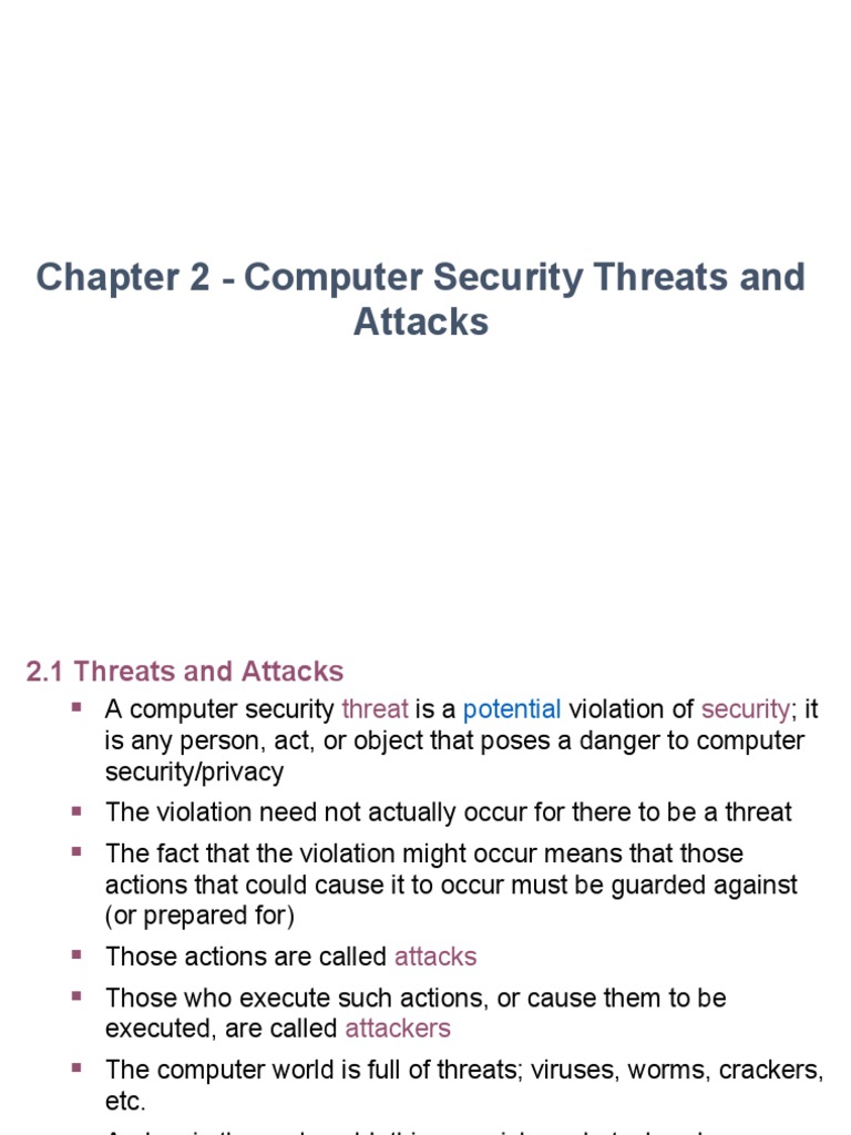 Chapter 2-Computer Security Attacks and Threats | PDF | Computer Virus | Denial Of Service Attack