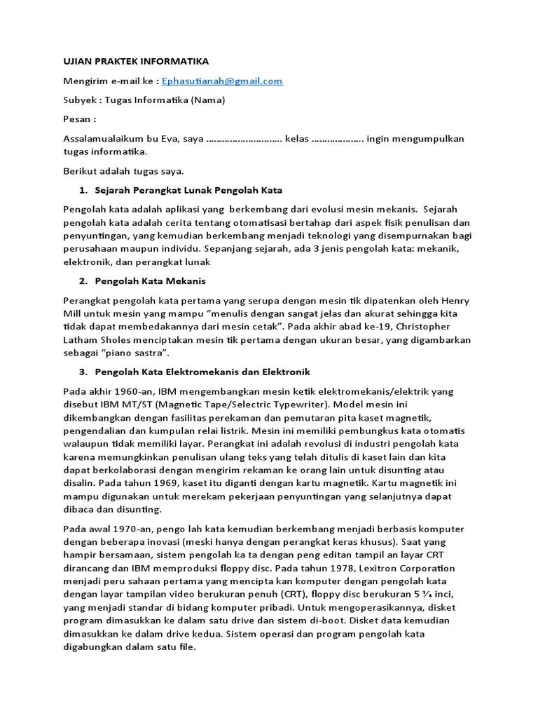 Ujian Praktek Informatika Inklusi | PDF