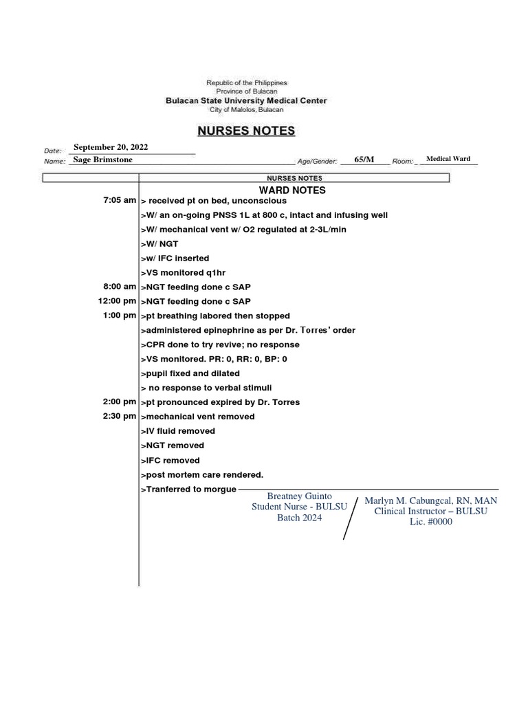 Medical Ward Case Report | PDF