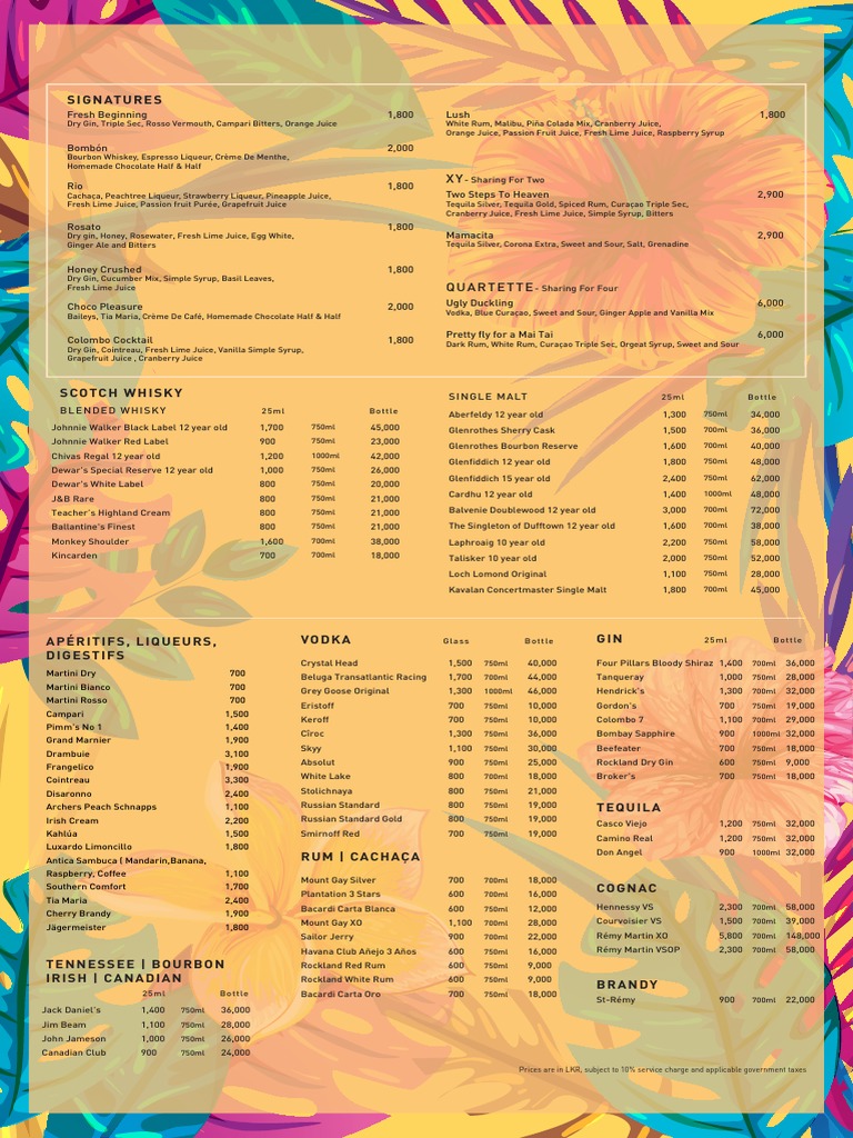 HBC Beverage Menu | PDF | Fermented Drinks | Alcoholic Drinks