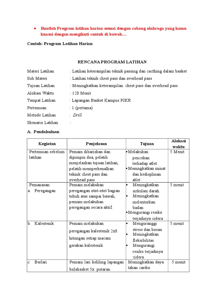 Program Latihan Harian Basket | PDF