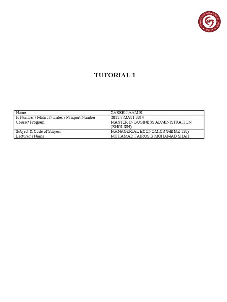 Question Tutorial 1 | PDF