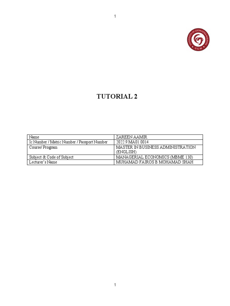 Question Tutorial 2 | PDF | Monopoly | Profit (Economics)