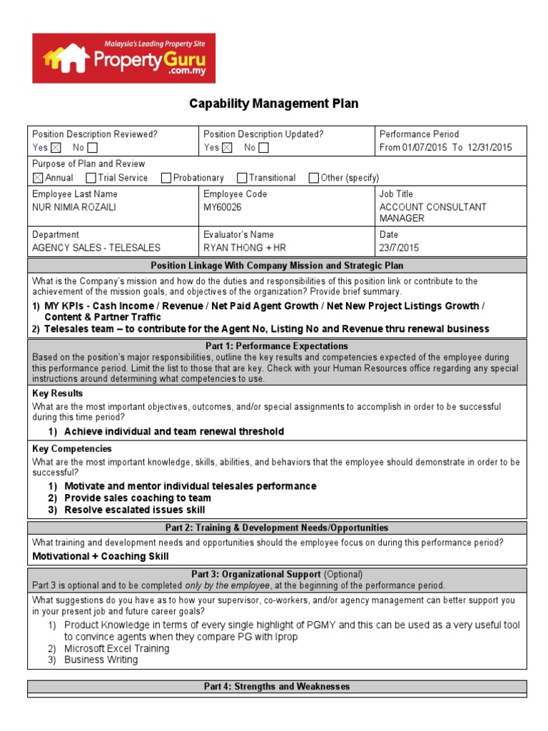 Capability Management Plan | PDF | Employment | Human Resources