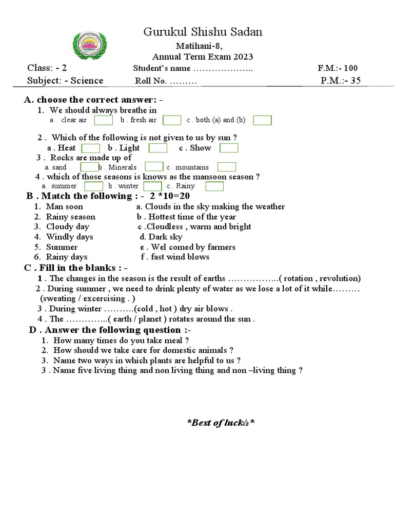 Class 2-Science | PDF