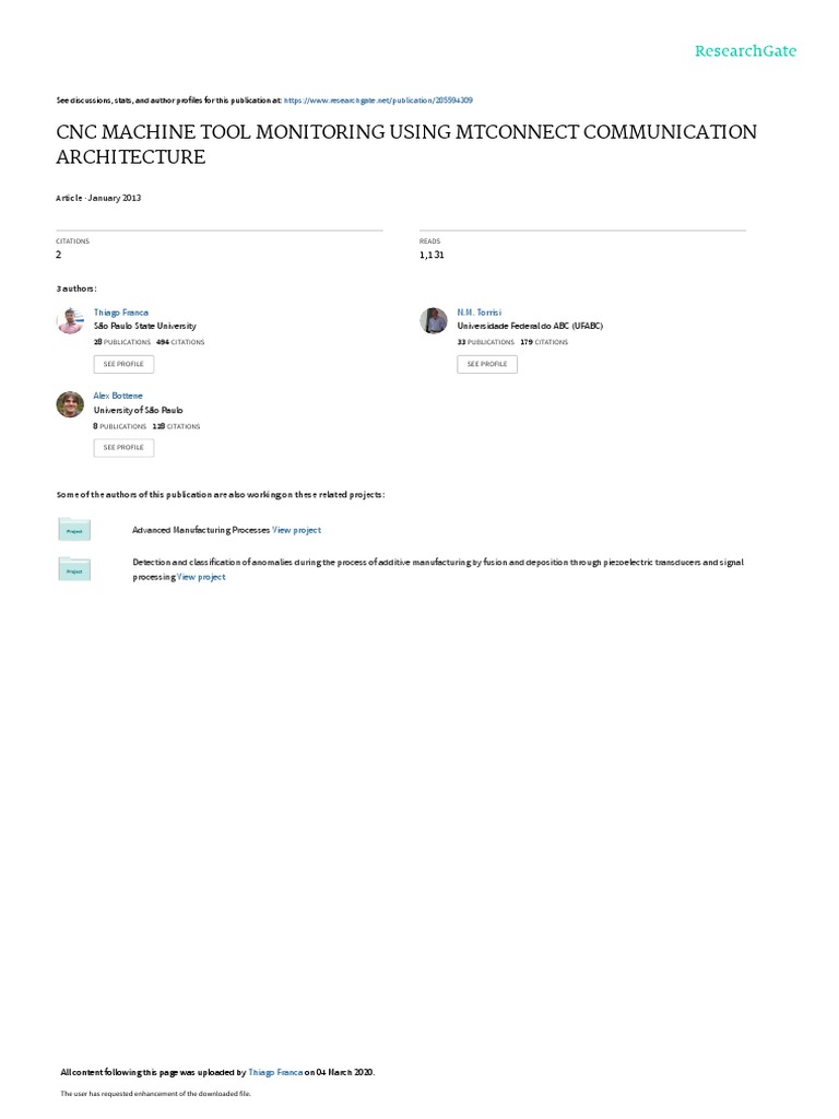 Cnc Machine Tool Monitoring Using Mtconnect Communication Architecture