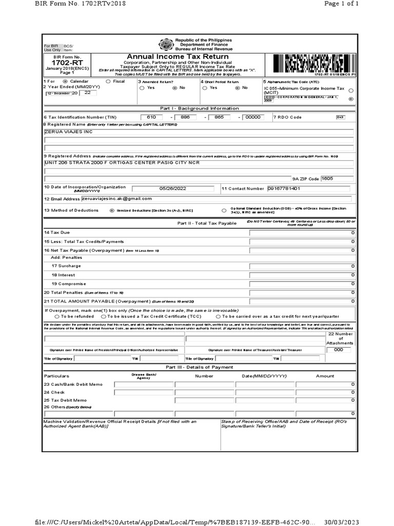 ZVI - ITR 2022 Draft | PDF | Tax Deduction | Income Tax