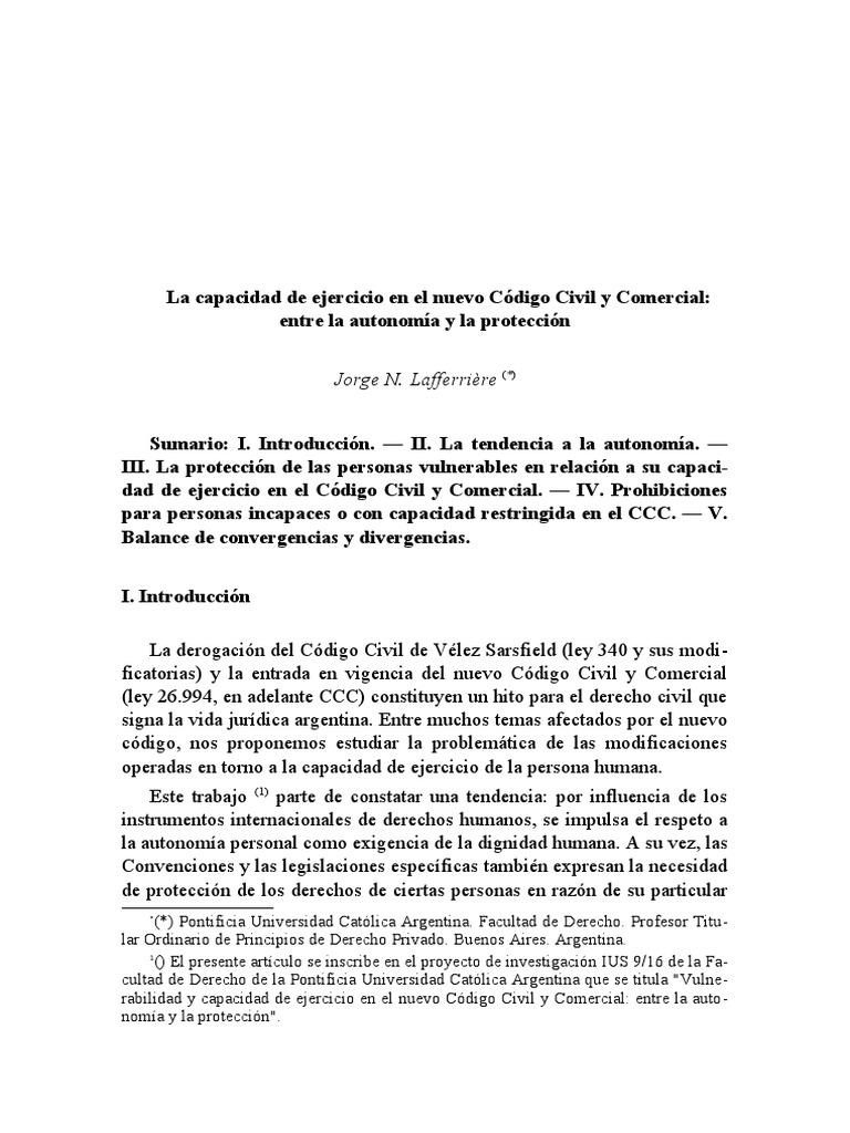 La Capacidad de Ejercicio en El Nuevo Código Civil y Comercial | PDF ...