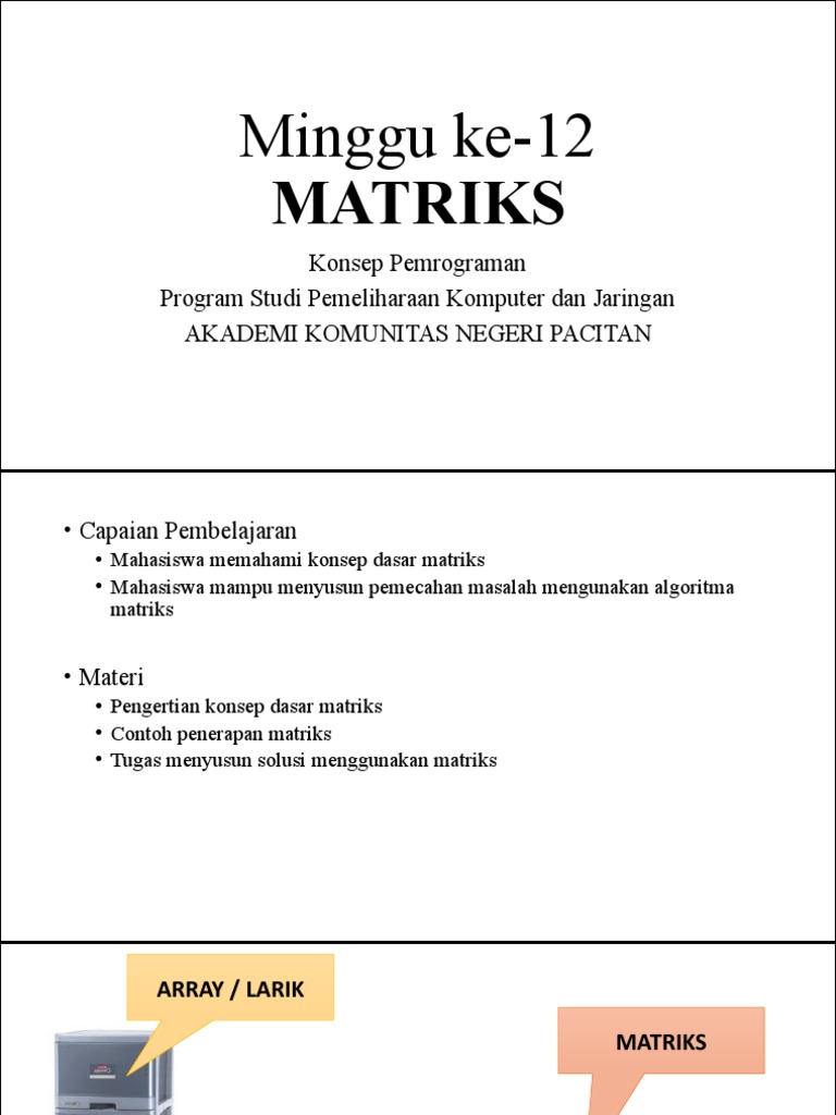 Week 12 - Matriks | PDF