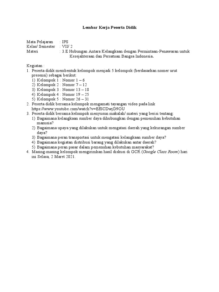 LKPD 7.3D Hubungan Kelangkaan Dengan Permintaan, Penawaran | PDF | Ilmu Sosial | Kesehatan Holistik