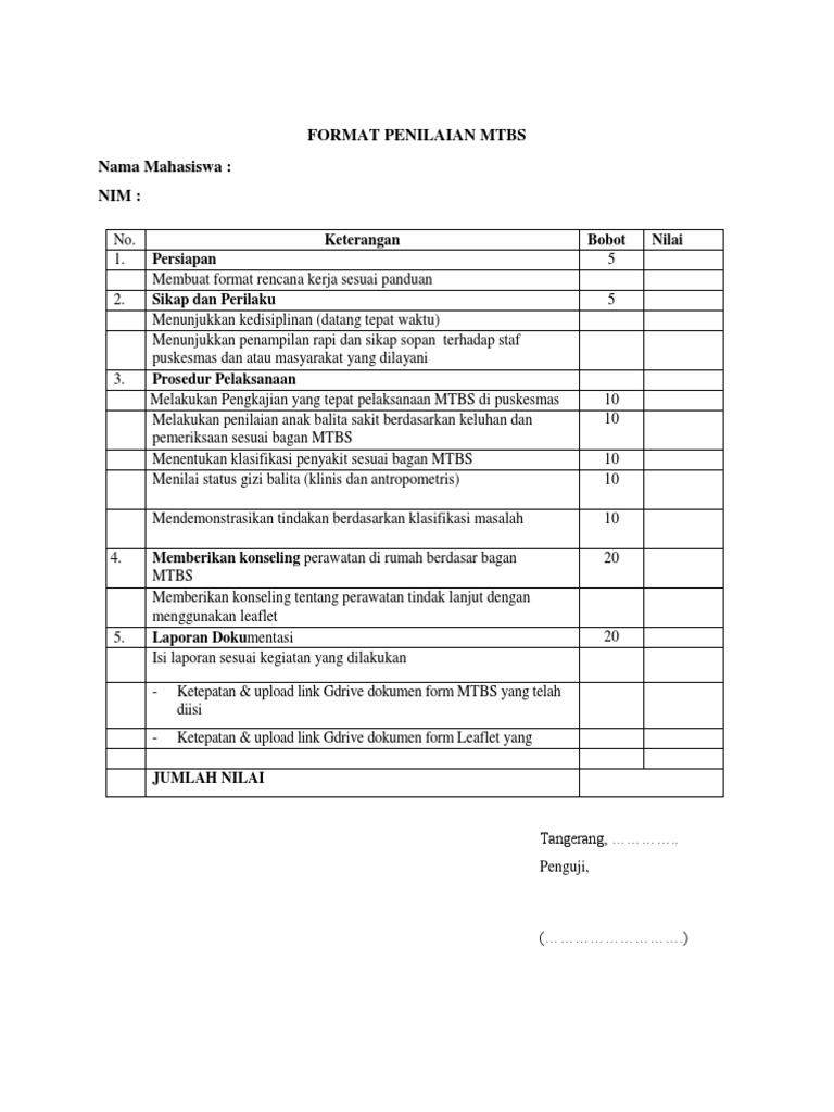 Format Penilaian MTBS | PDF