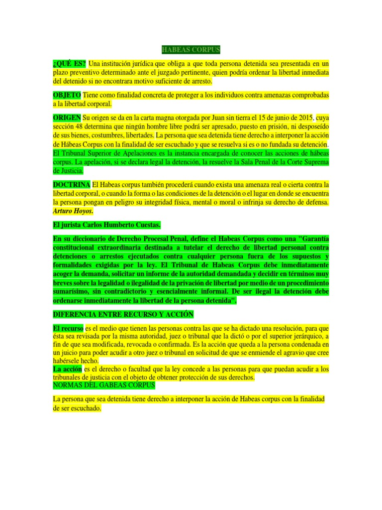 Guía Completa sobre Hábeas Corpus y Data | PDF | Habeas corpus ...