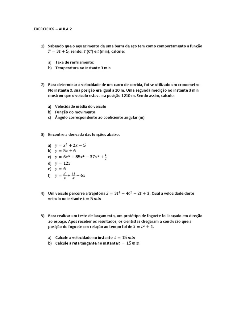 Exercicios - Aula 2 | PDF