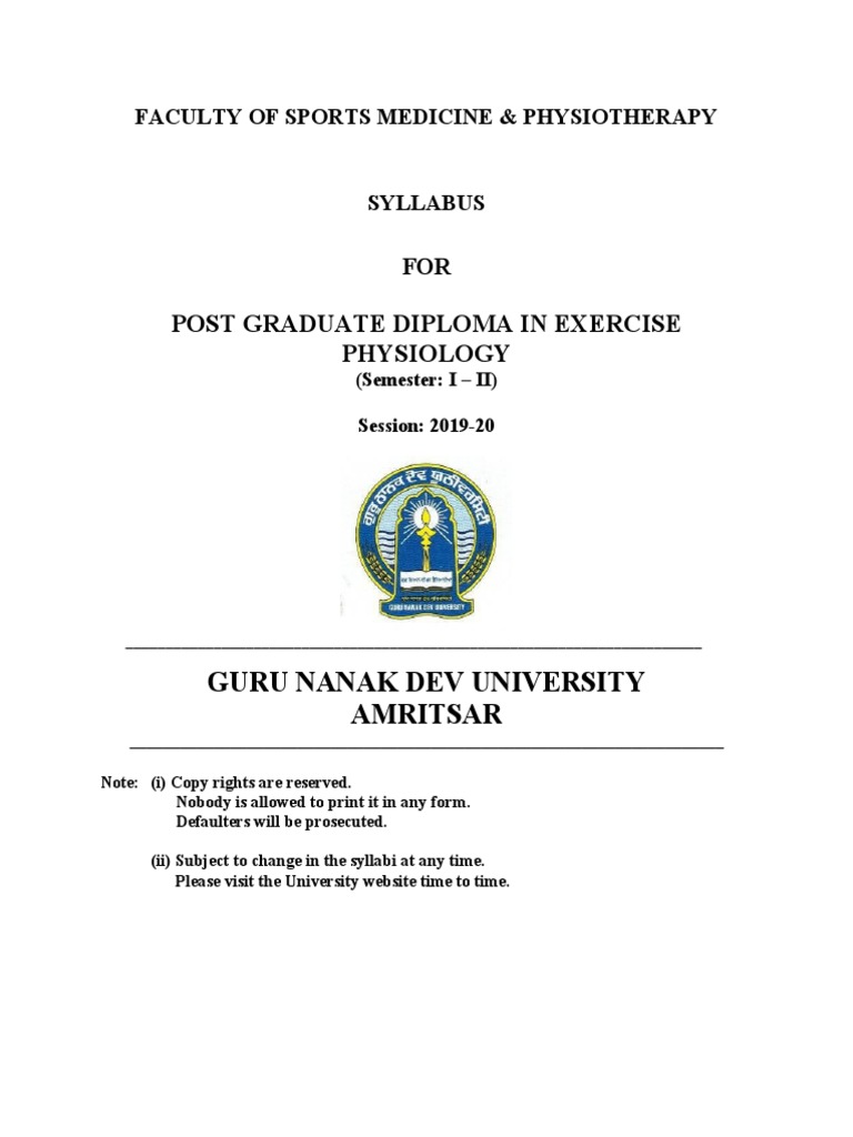 PG Diploma Exercise Physiology 2019-20 | PDF | Skeletal Muscle ...
