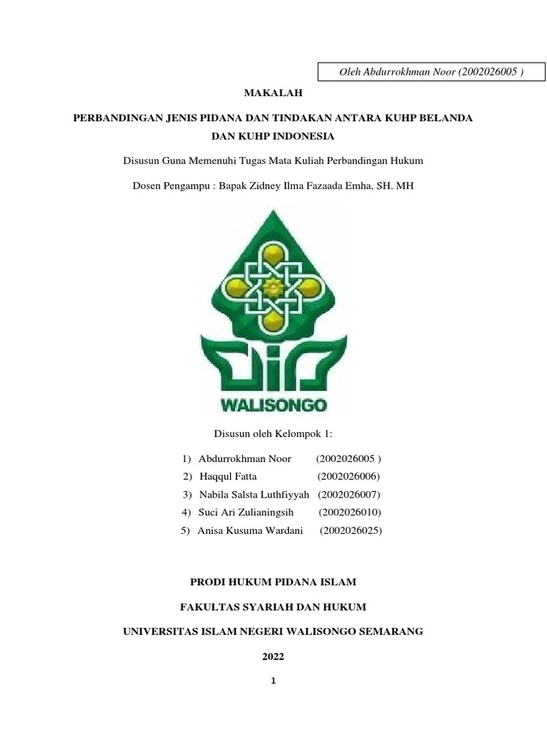 Perbandingan KUHP Belanda dan Indonesia | PDF