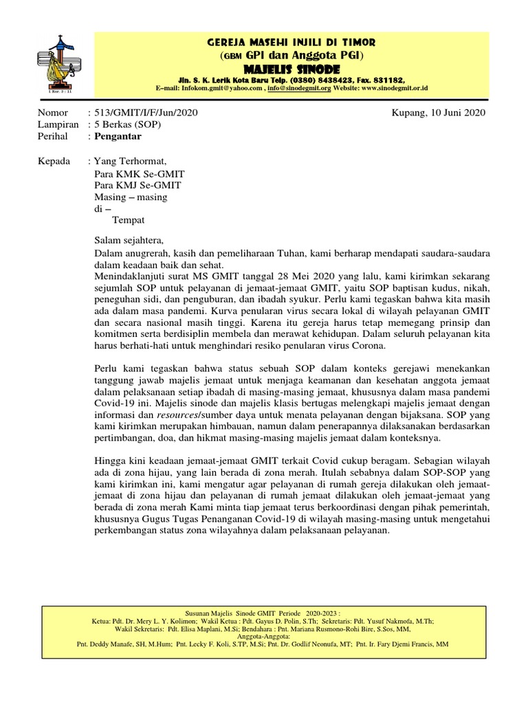 Surat Pengantar SOP Baptisan, Nikah, Sidi, Ibadah Syukur Dan Penguburan ...