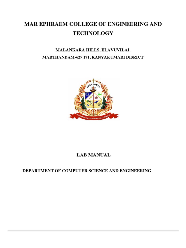 Mar Ephraem College of Engineering and Technology: Malankara Hills ...