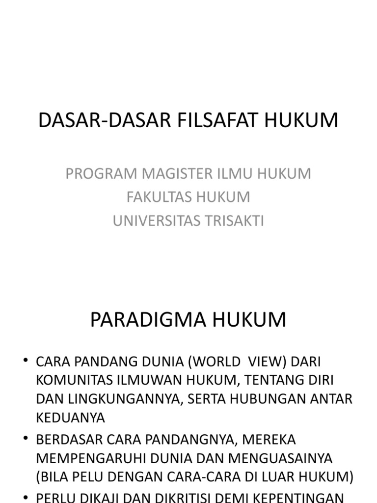 Dasar-Dasar Filsafat Hukum Modern | PDF