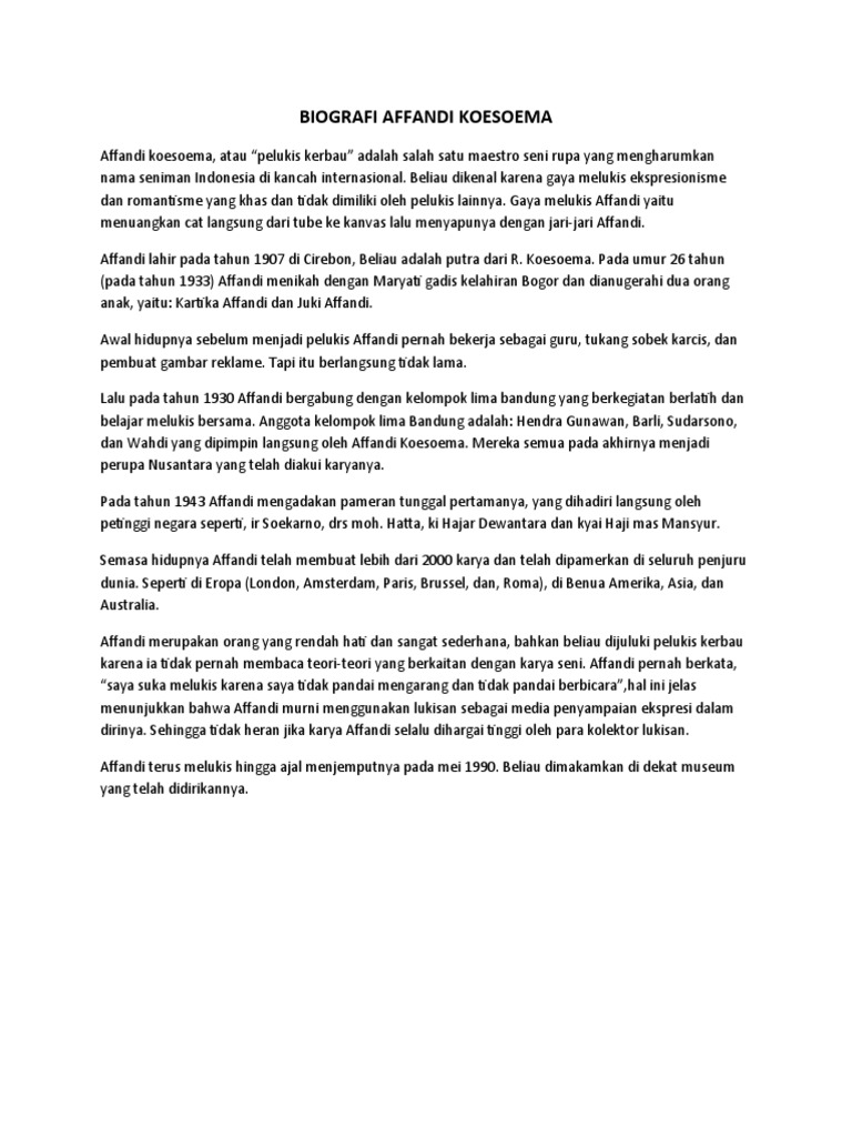 Biografi Affandi Lengkap | PDF