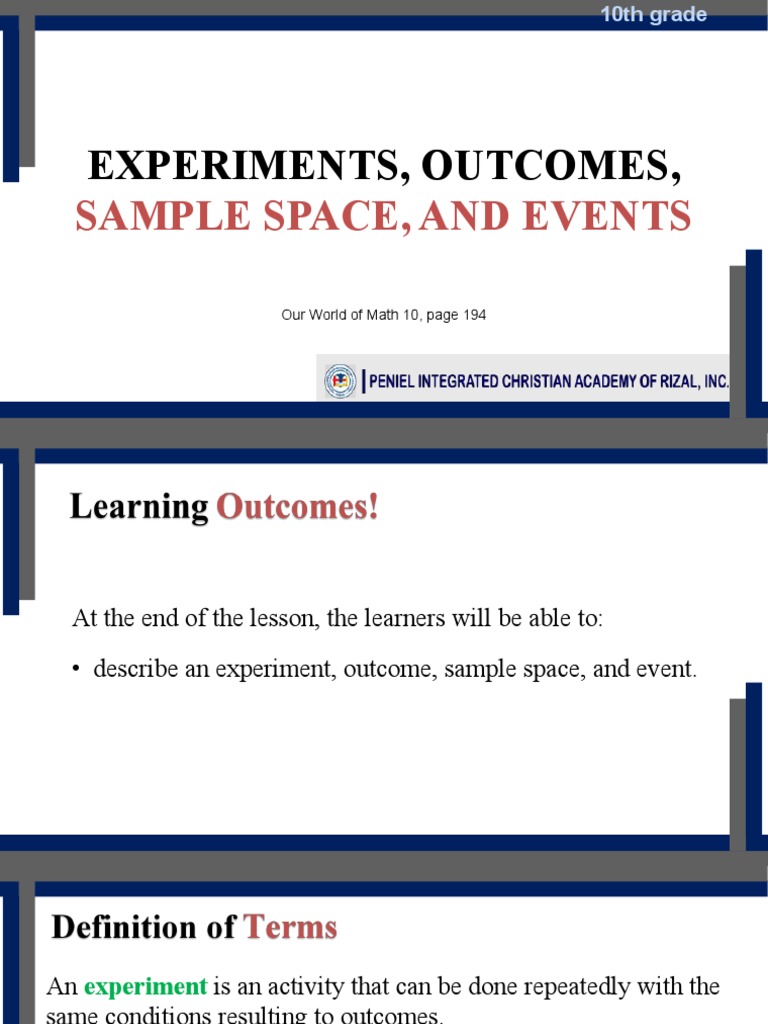 Math10.C5L1 Experiments, Outcomes, Samplespace, Andevents | Download Free PDF | Mathematics ...