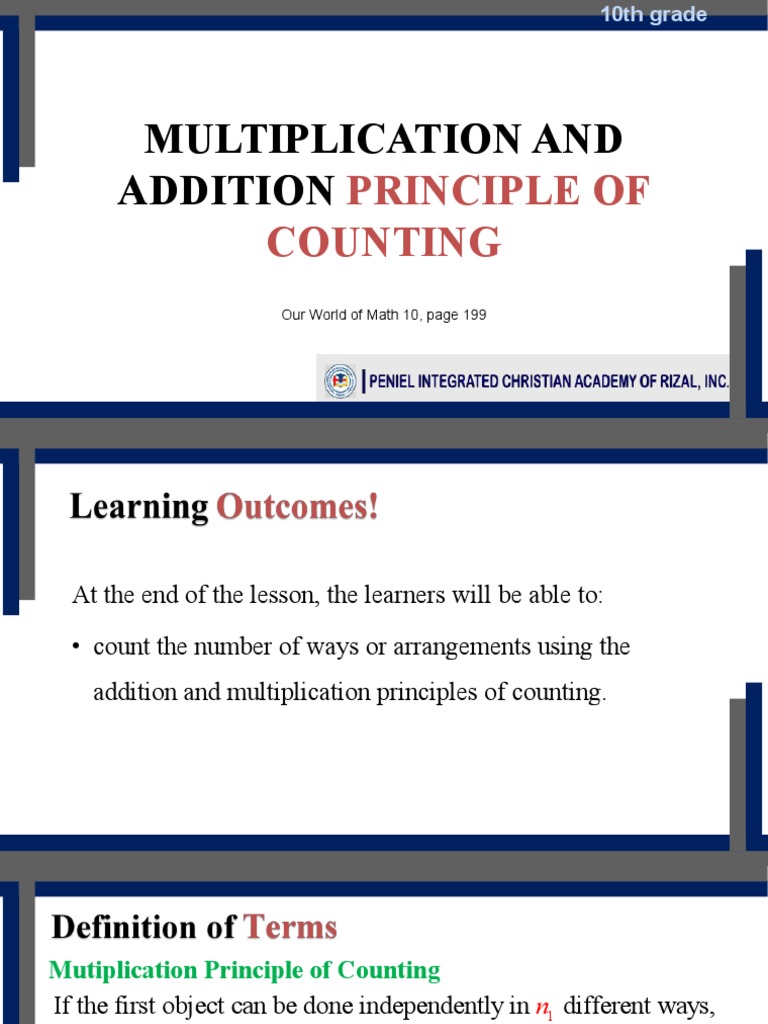 Math10.C5L2 - Multiplication and Addition Principles | PDF | Mathematics