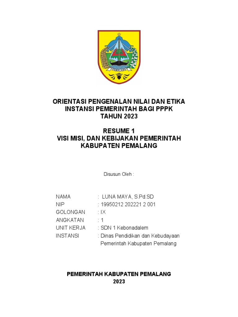 Contoh Sampul Resume Materi 2023 | PDF