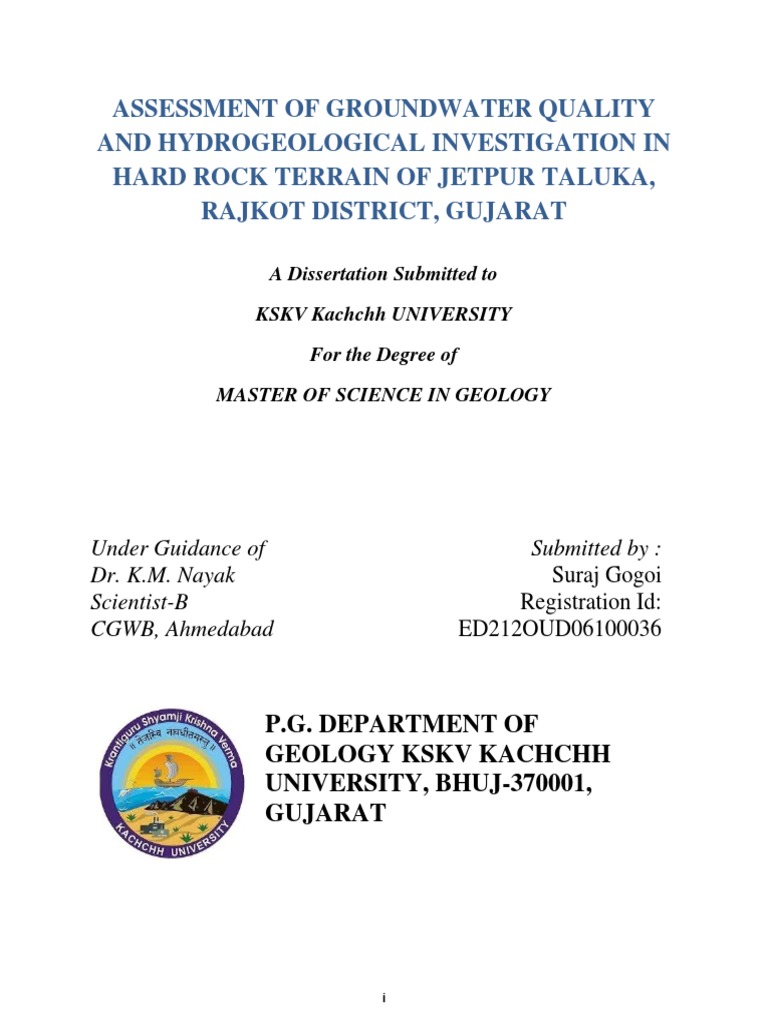 Assessment of Groundwater Quality and Hydrogeological Investigation in Hard Rock Terrain of ...