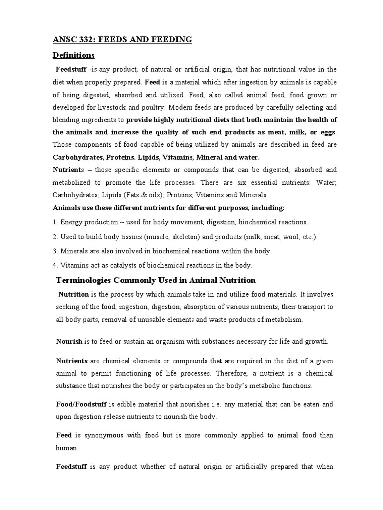 FEEDS AND FEEDING Formulation | PDF | Nutrition | Diet & Nutrition